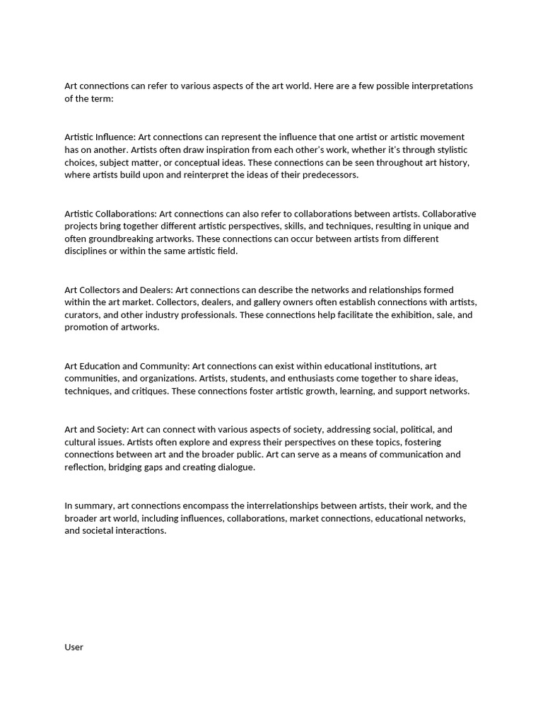 Art Connections Can Refer To Various Aspects of The Art World | PDF ...