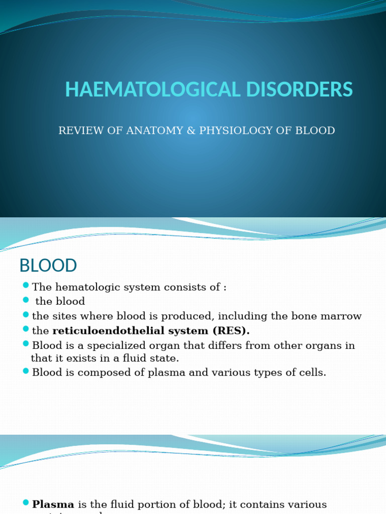 Haematological Disorders 1 | PDF | Anemia | White Blood Cell