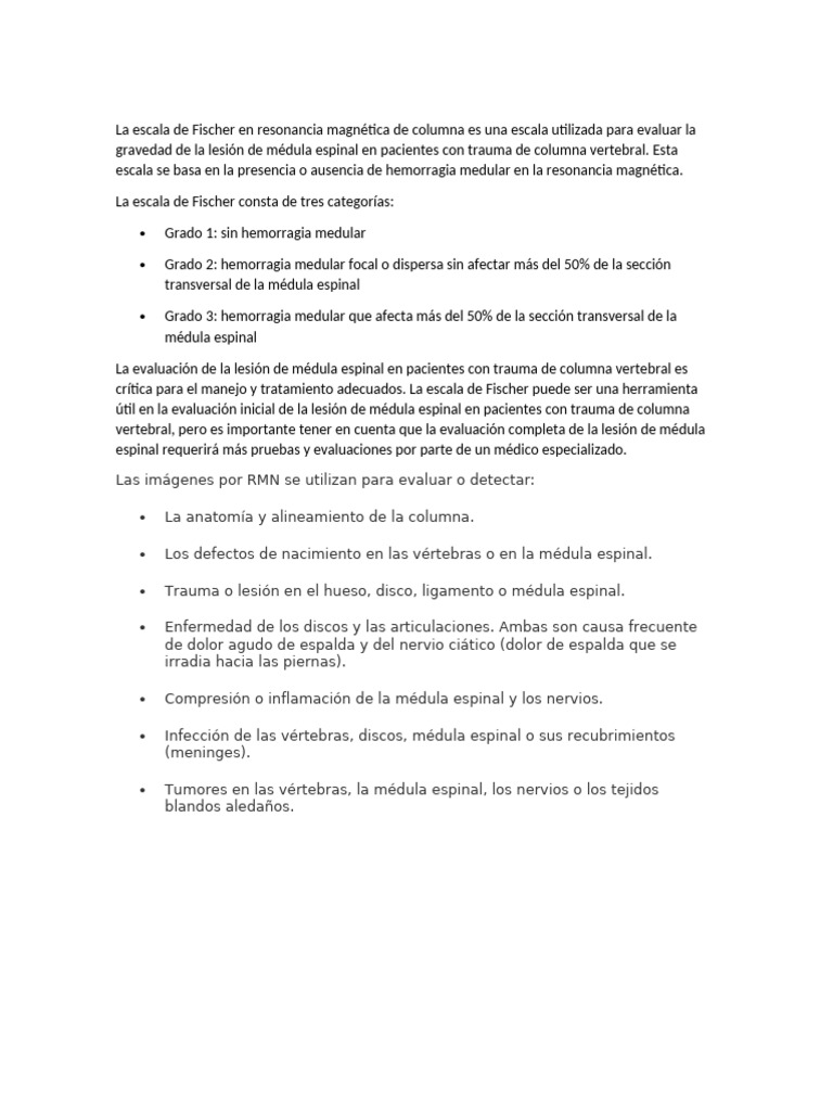 RM de Columna (Escala de Fisher) | PDF
