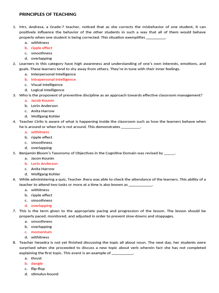 PRINCIPLES OF TEACHING (1) | PDF | Curriculum | Classroom Management
