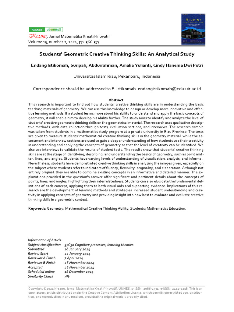 474-Endang Istikomah-Published 18 Dec-566-577 | PDF | Creativity | Geometry