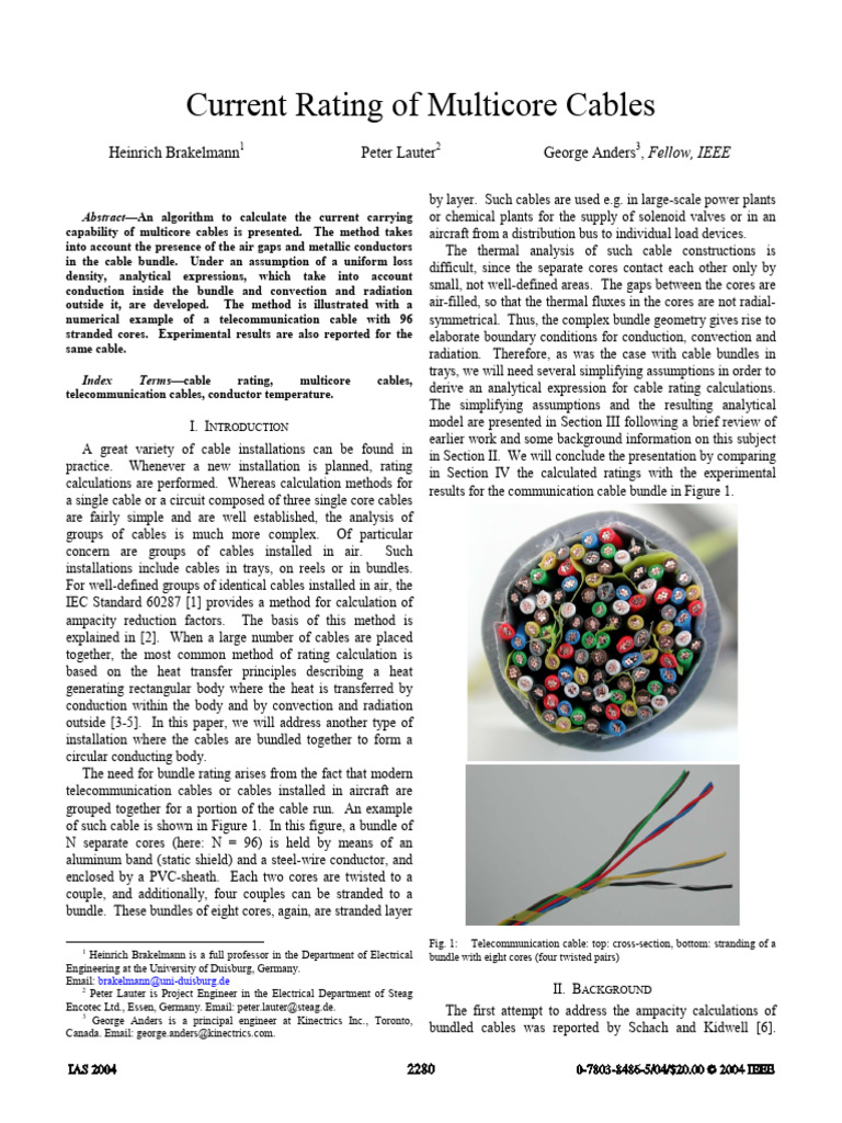 Current Rating for Multicore Cables | PDF | Heat Transfer | Convection