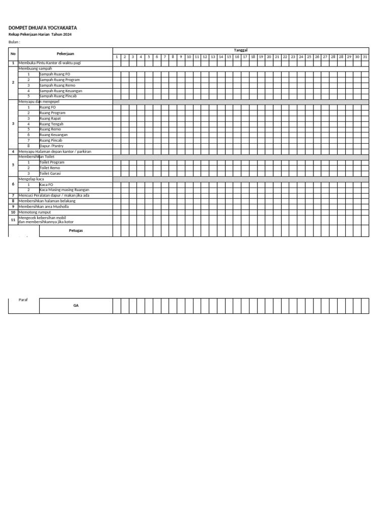 Rekap Pekerjaan Harian Pak Wawan | PDF