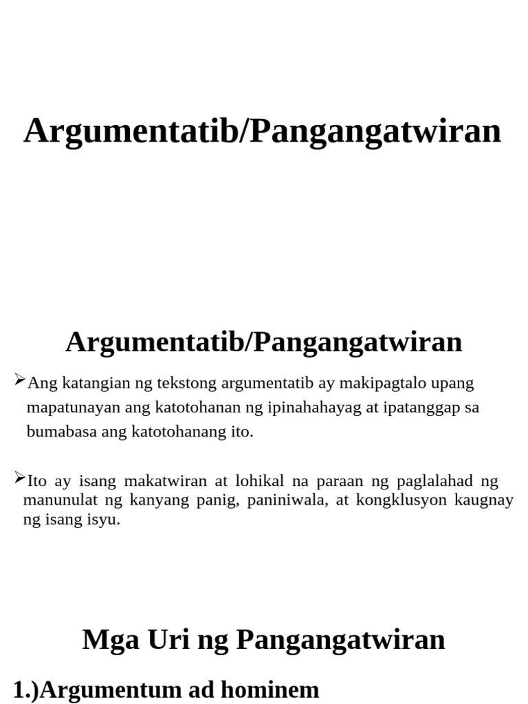 Argumentatib Pangangatwiran | PDF