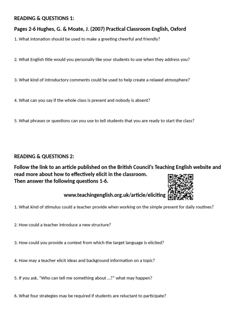 Assigned Reading Eliciting WORKSHEET | PDF