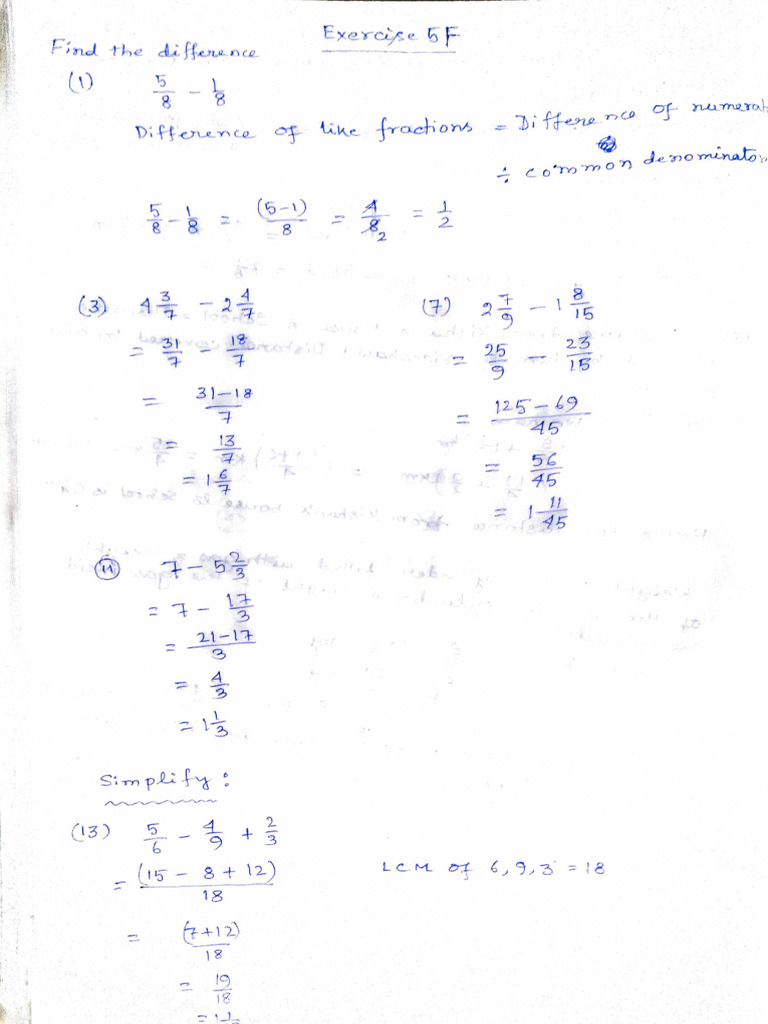 Fractions (Ex-5F) | PDF