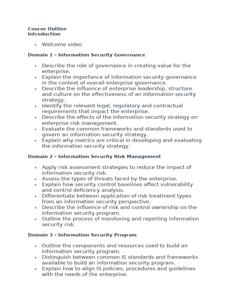 Information Security Course Outline | PDF | Information Security ...