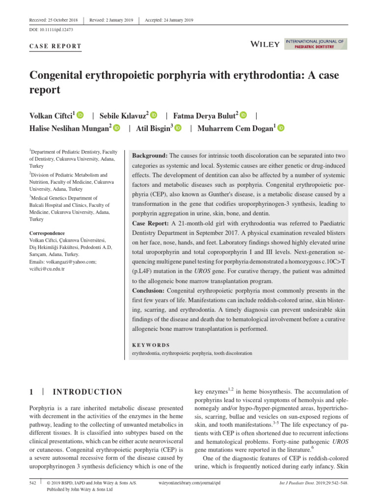 Congenital Erythropoietic Porphyria and Erythrodontia | PDF | Medical ...