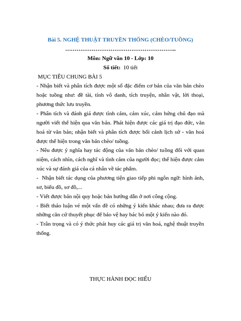 Bai 5 Nghe Thuat Truyen Thong | PDF
