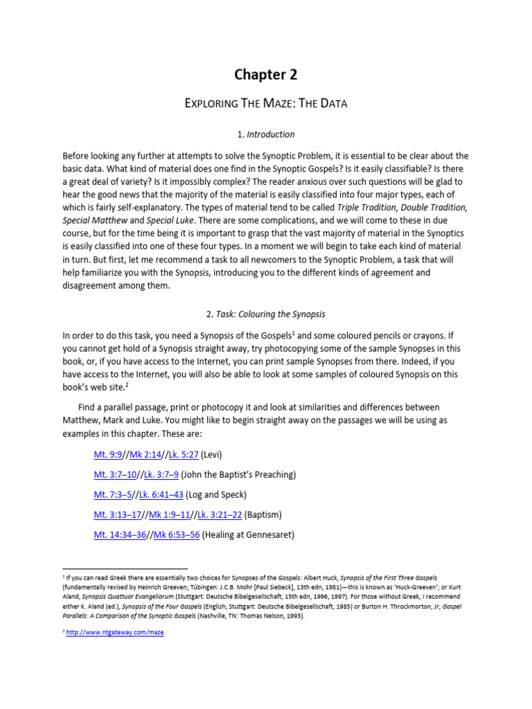 Goodacre Chapter 2 Synoptic Problem | PDF | Gospel Of Matthew | Gospel Of Mark