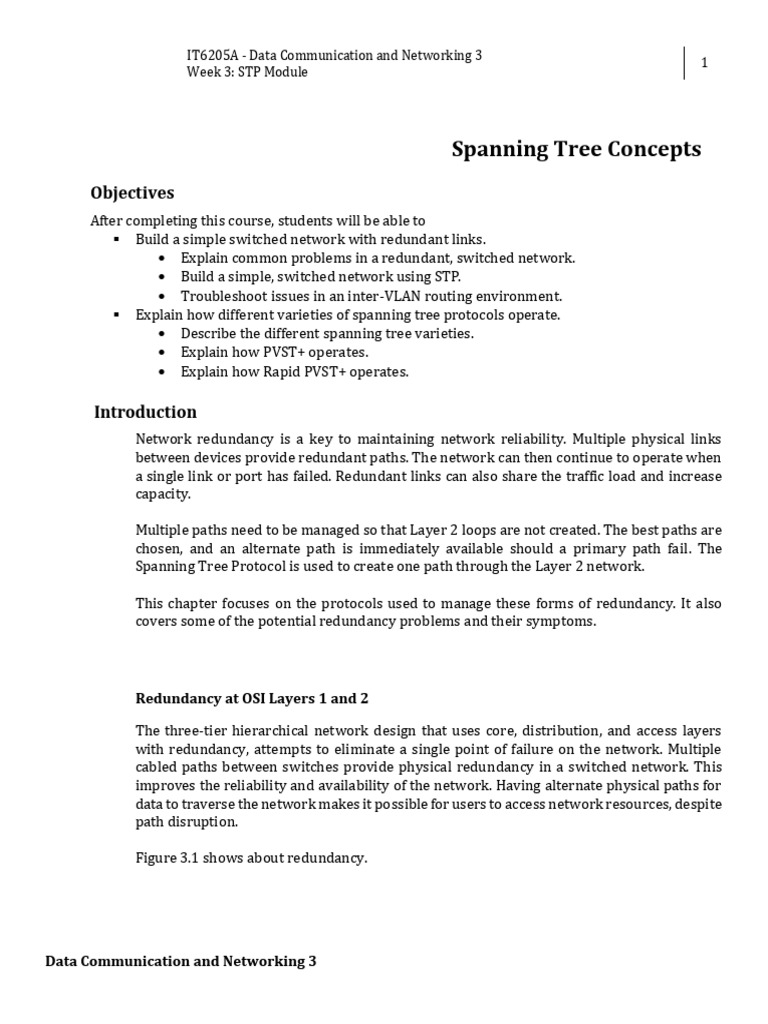 Week 3 - Spanning Tree Concepts | PDF | Network Switch | Computer Network