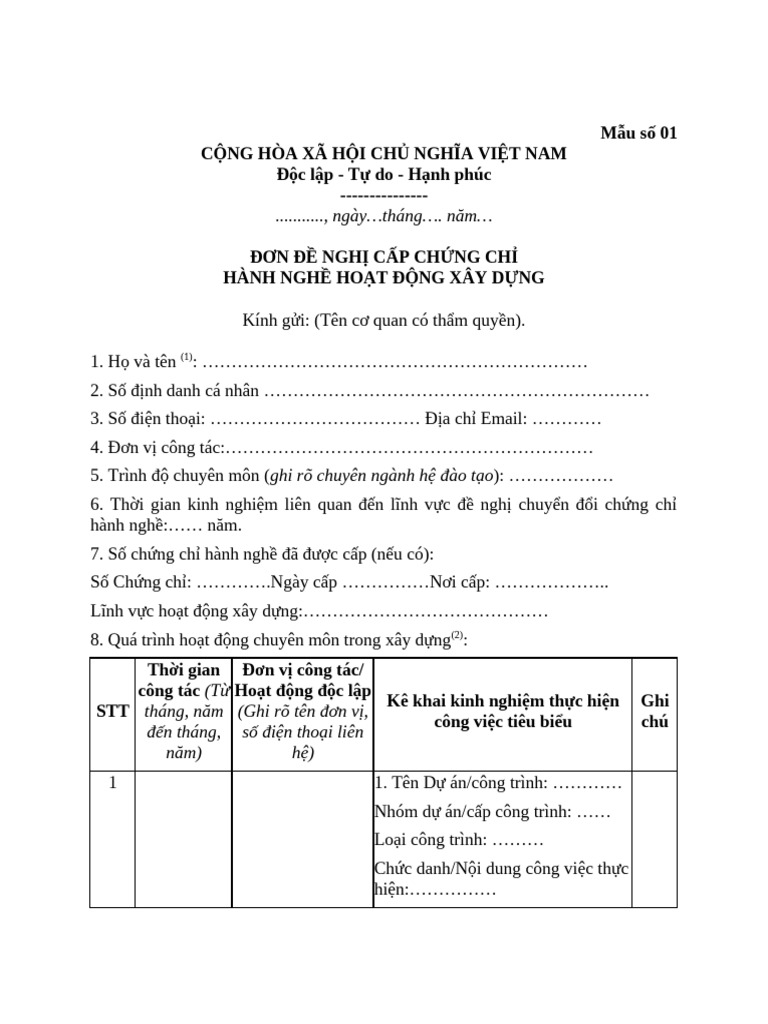 Don de Nghi Cap CCHN HDXD | PDF