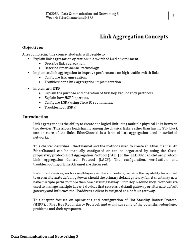 Week 4 - Link Aggregation Concepts | PDF | Computer Network | Network Switch