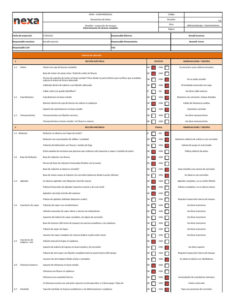 Checklist Inspección de Tanques D025 | PDF | Corrosión | Chimenea