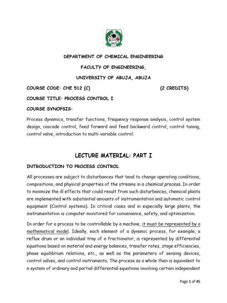 Process Control Fundamentals in Chemical Engineering | PDF | Automation | Water