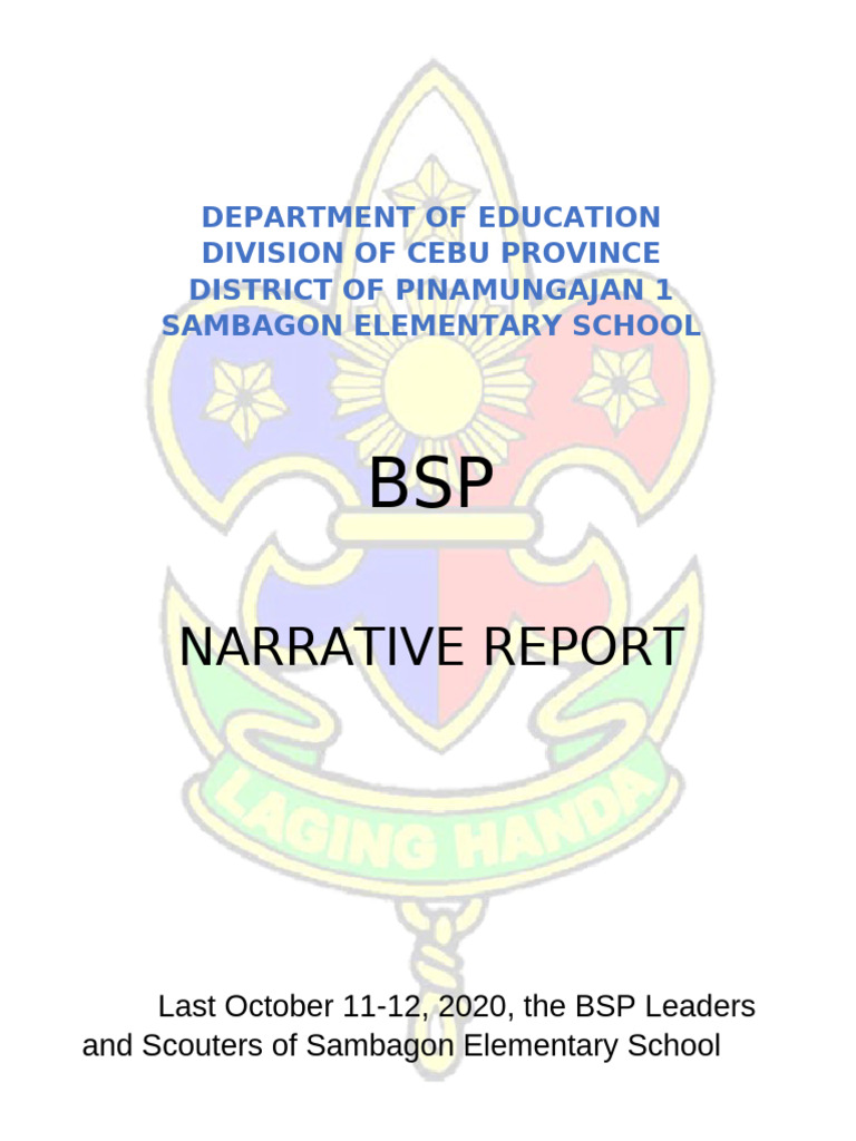 1 NARRATIVE REPORT OF BSP Area Camping | PDF