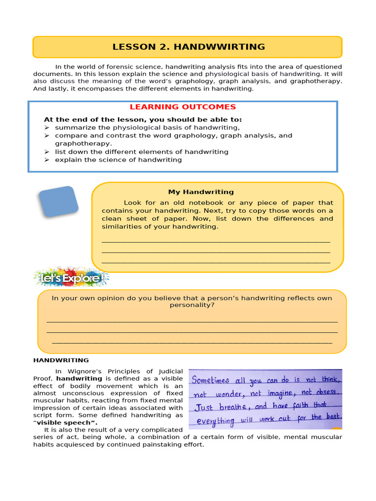 Lesson 2. Handwriting | PDF | Graphology | Hand