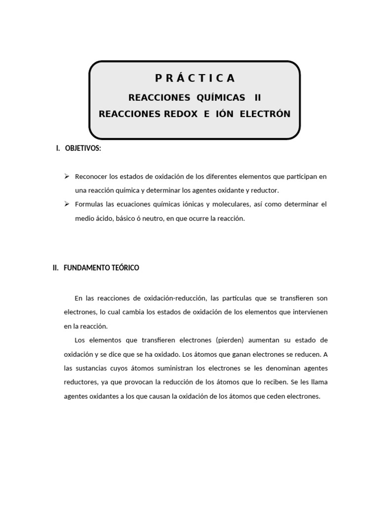 Reacciones Redox | PDF | Redox | Ácido