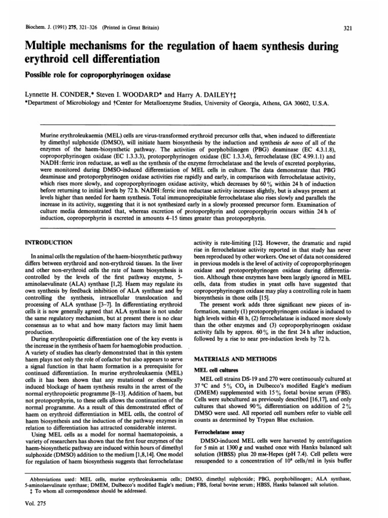 Regulation of Haem Synthesis in MEL Cells | PDF | Immunoprecipitation ...