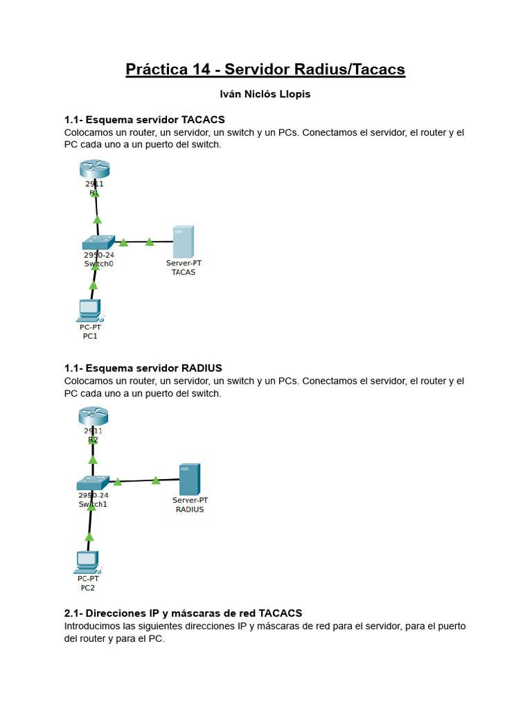 Práctica 14 - Servidor Radius - Tacacs Iván Niclós Llopis | PDF | Radio | Enrutador (Computación)