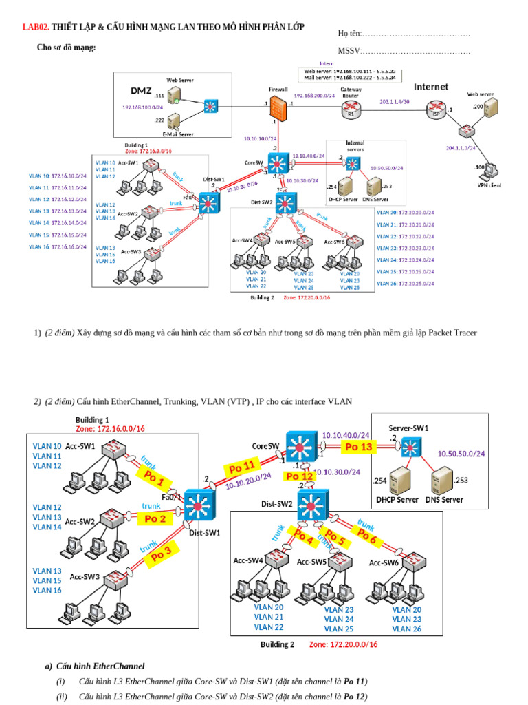 TKM-Lab 2 - Mo Hinh Phan Lop - Thiet Lap Va Cau Hinh Mang LAN | PDF
