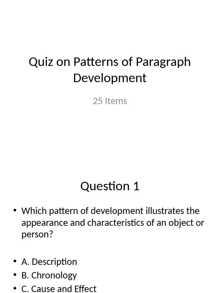 Patterns of Development Quiz | PDF | Causality | Logic