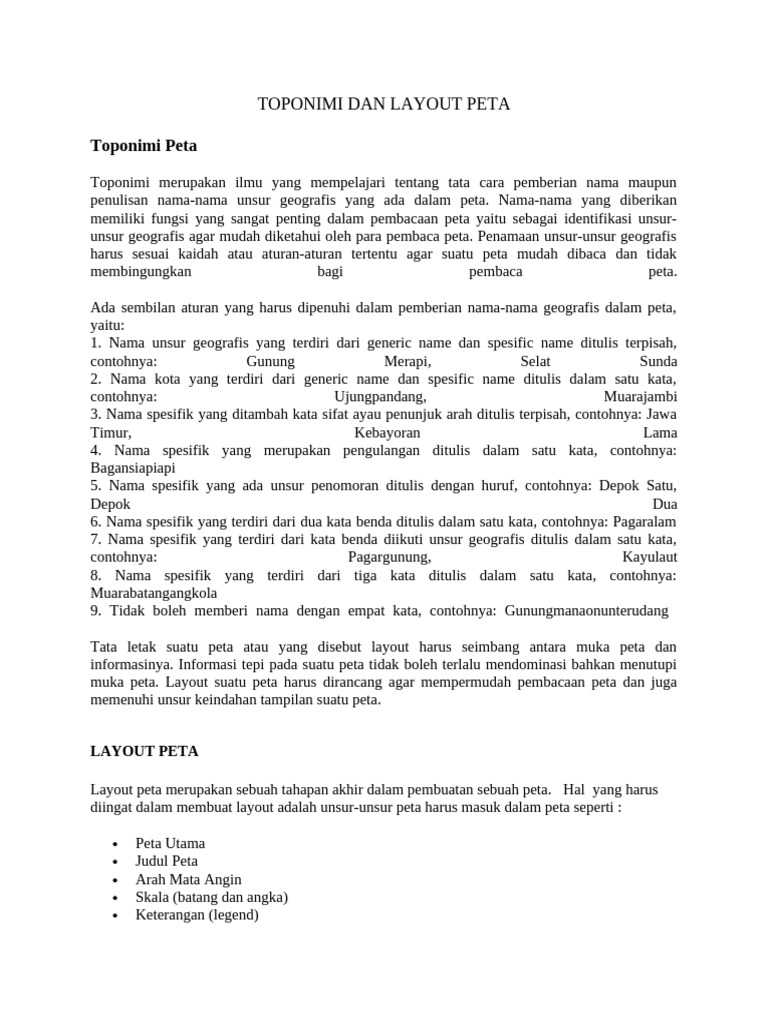 Aturan Toponimi dan Layout Peta | PDF