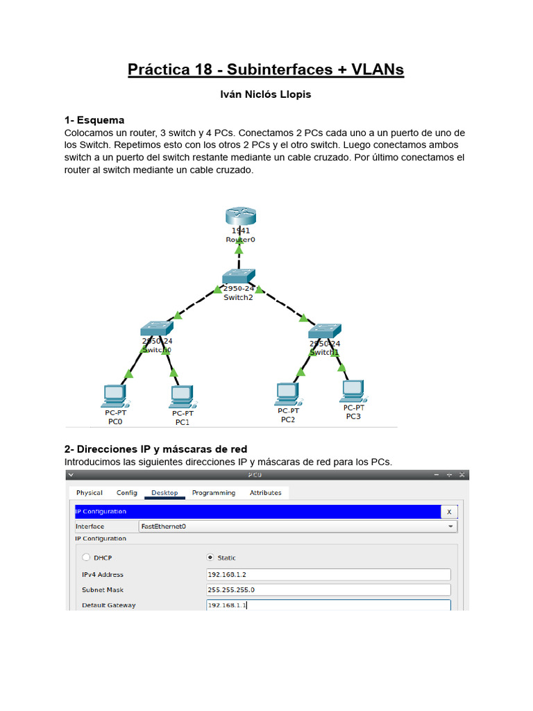 Práctica 18 - Subinterfaces - VLANs Iván Niclós Llopis | PDF ...