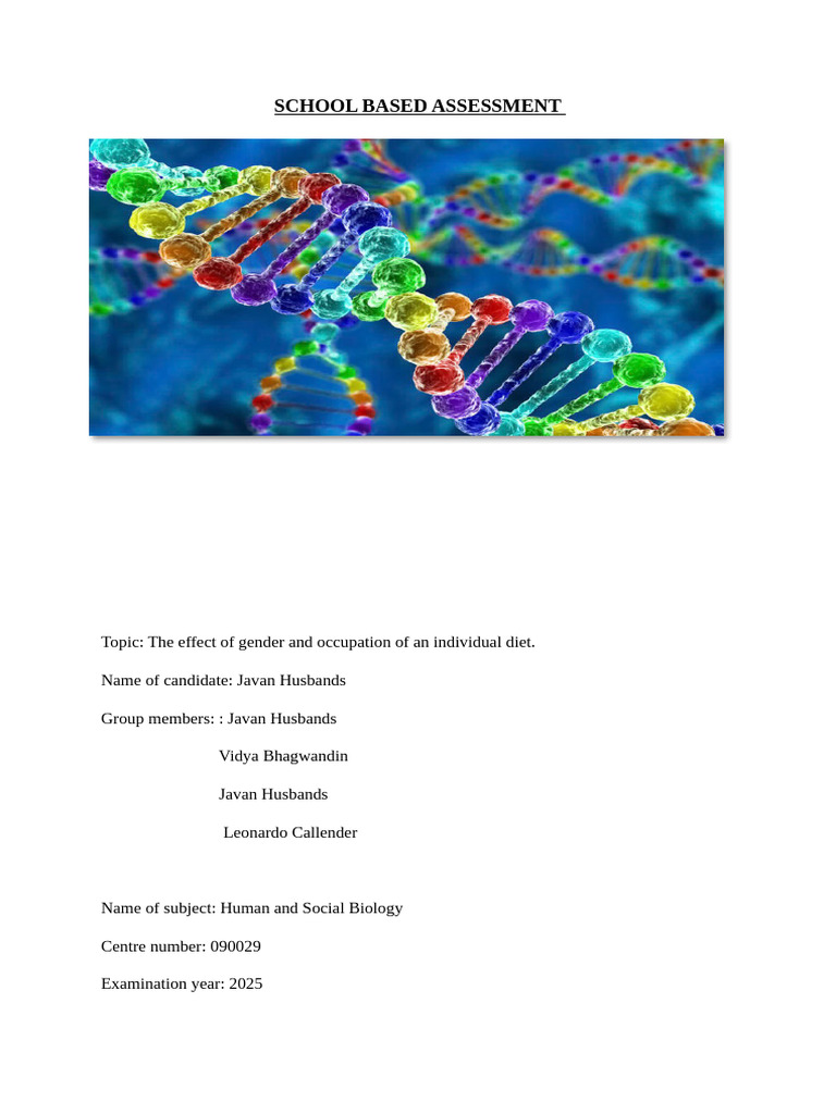 School Based Assessment | PDF | Diet (Nutrition) | Diet & Nutrition