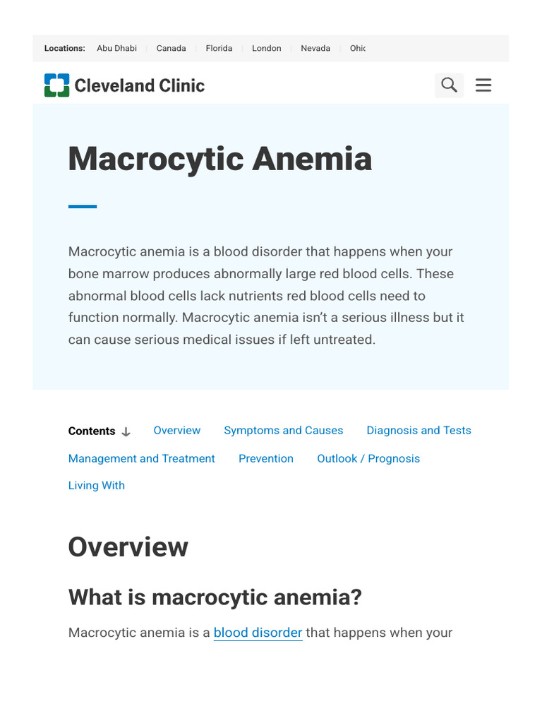 Macrocytic Anemia - Causes, Symptoms, Types & Treatment | PDF | Anemia ...
