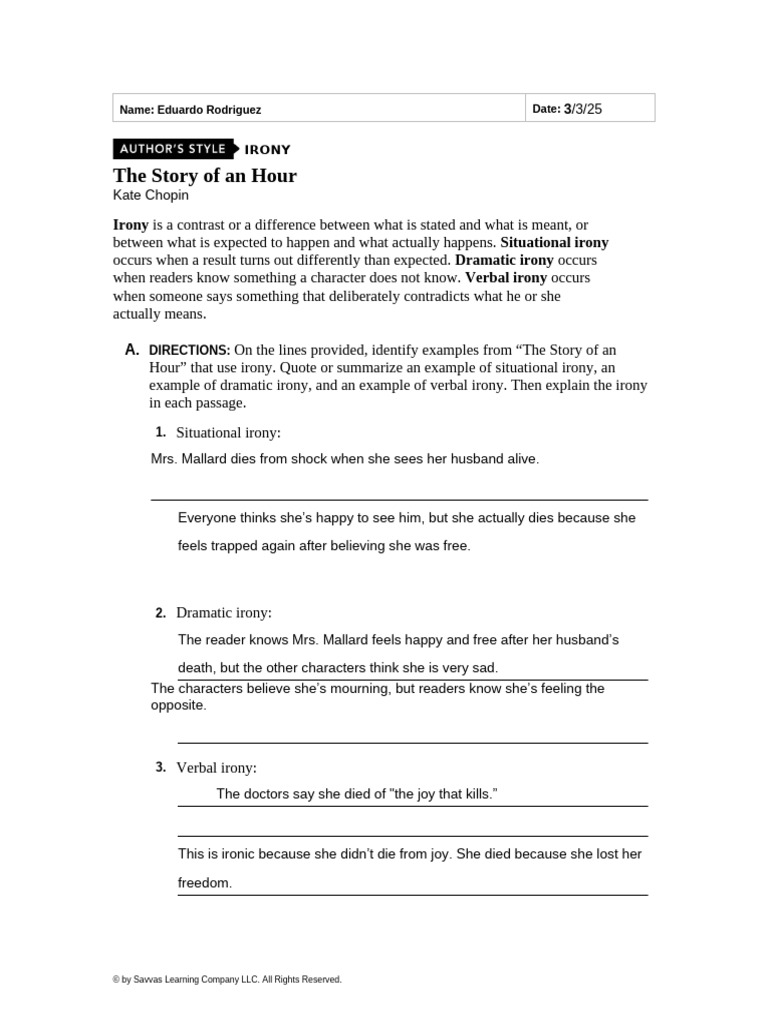Irony in "The Story of an Hour" | PDF