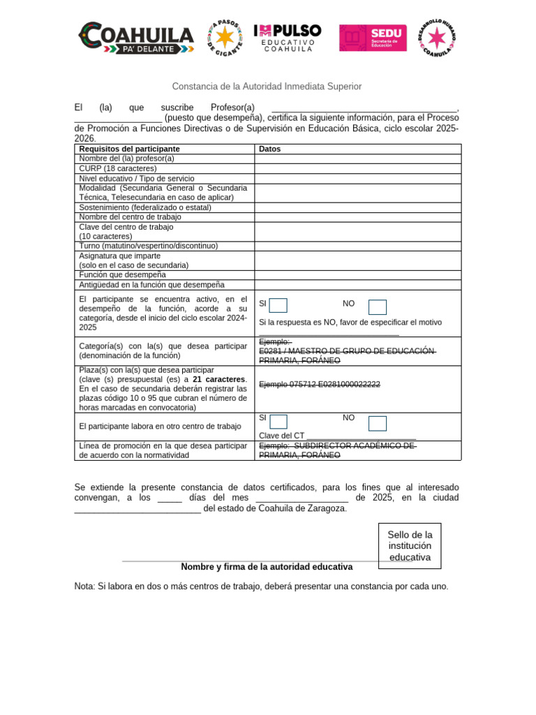 Constancia Autoridad Educativa Editable Pv Pdf