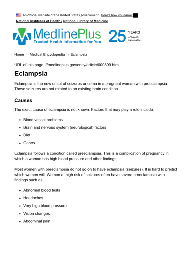 Eclampsia: Risks and Treatment in Pregnancy | PDF | Medical Specialties ...