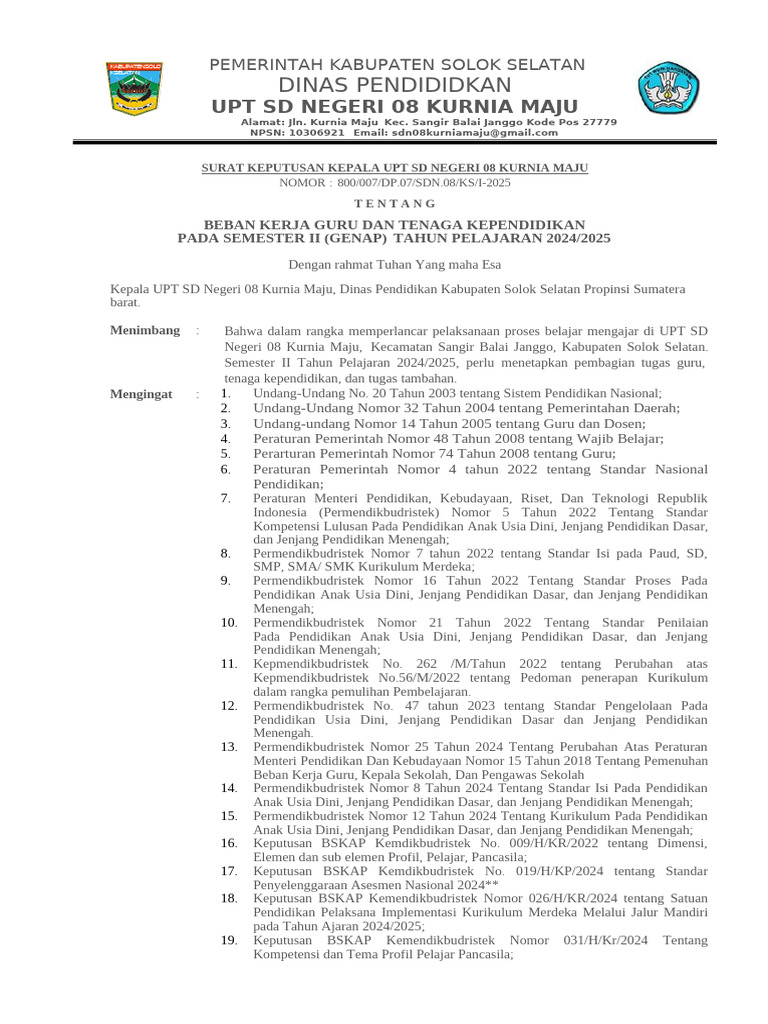 SK PBM SMT II TP. 2024-2025 SDN 08 Kurnia Maju | PDF