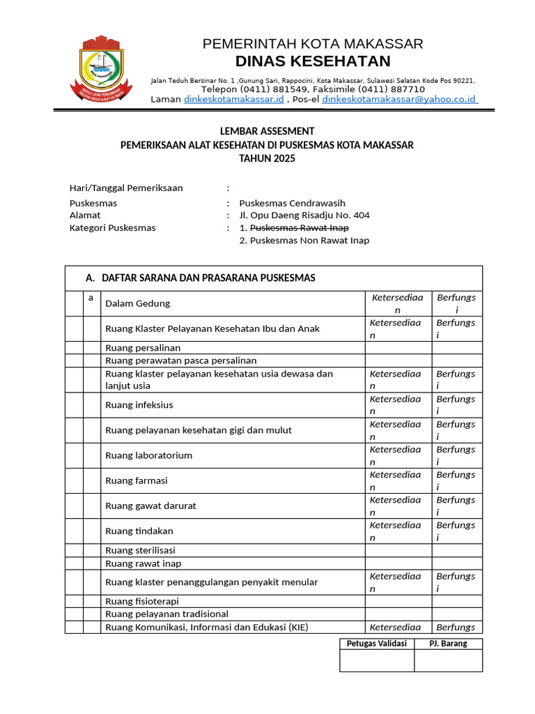 Lembar Assesment Alkes | PDF