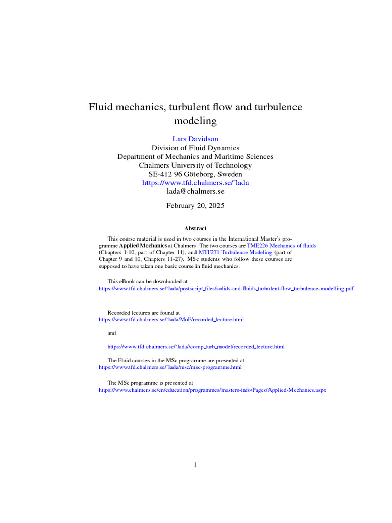 Solids and Fluids - Turbulent Flow - Turbulence Modelling | PDF | Boundary Layer | Fluid Dynamics