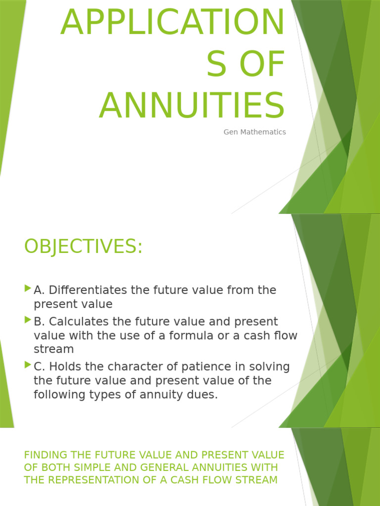 Applications of Annuities | PDF | Present Value | Interest