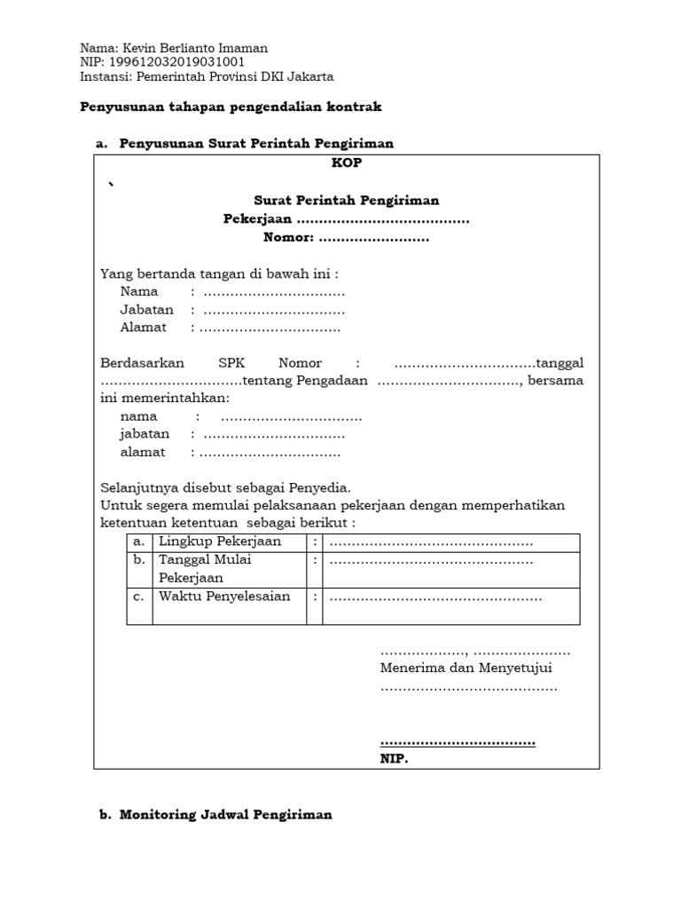 Lampiran 6 - Form SPP Dan Monitoring Jadwal Pengiriman Dan Pelaksanaan | PDF