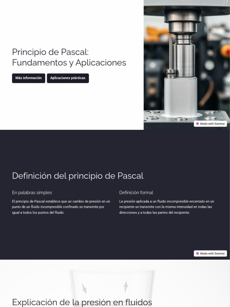 Principio de Pascal Fundamentos y Aplicaciones | PDF | Presión | Ingeniería mecánica