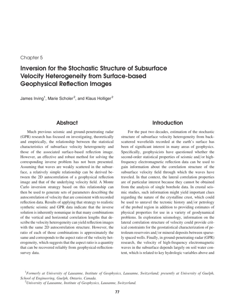 2010 - Inversion For The Stochastic Structure | PDF | Inverse Problem | Monte Carlo Method
