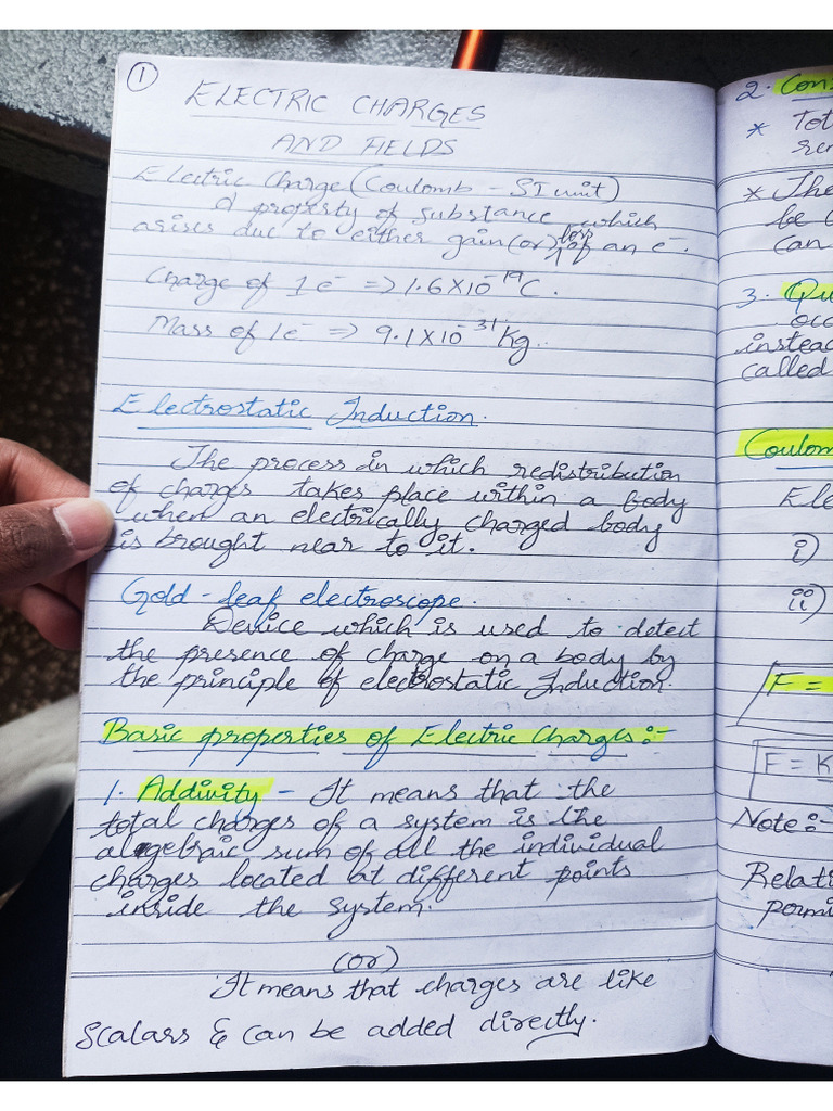 Electric Field and Charges SHORT NOTES | PDF
