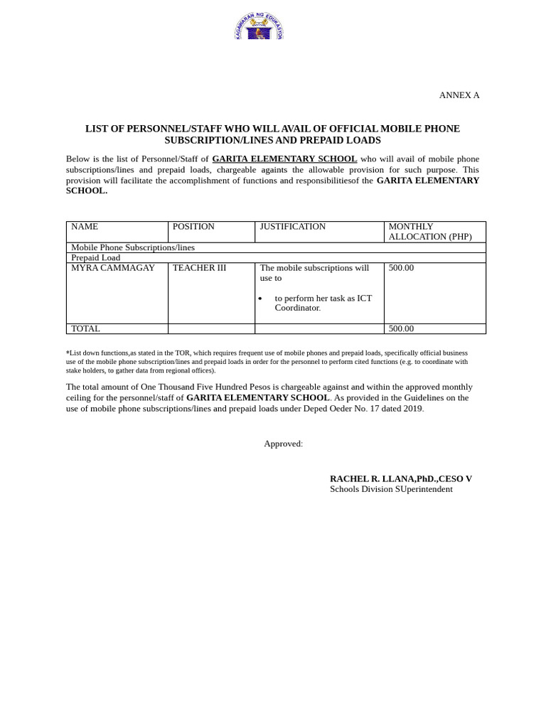 Mobile Phone Subsidy List for Schools | PDF