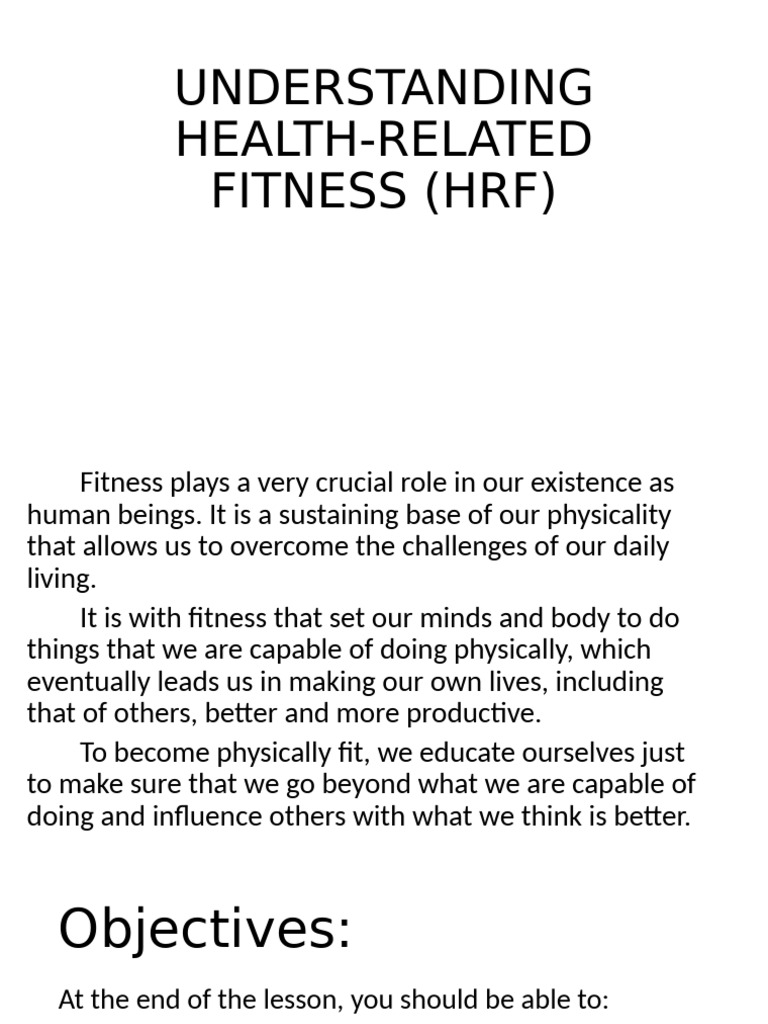 Understanding Health-Related Fitness (HRF) | PDF | Physical Fitness ...