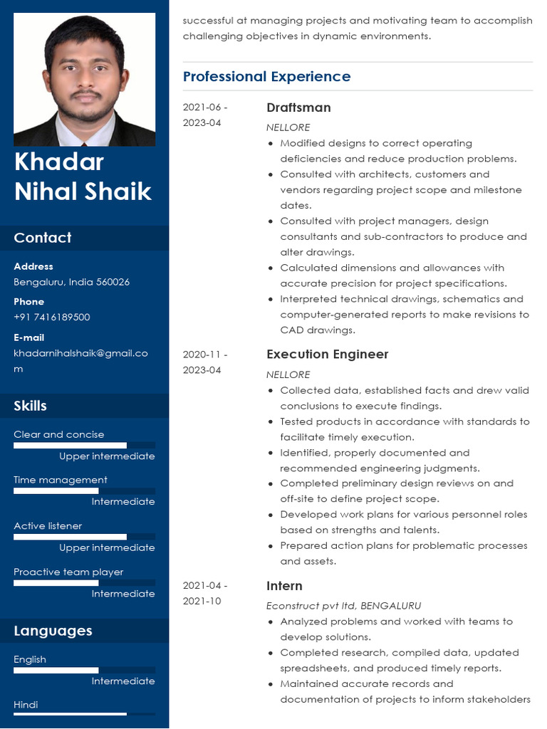 Khadar Nihal_Shaik_Resume_9 | PDF | Technical Drawing