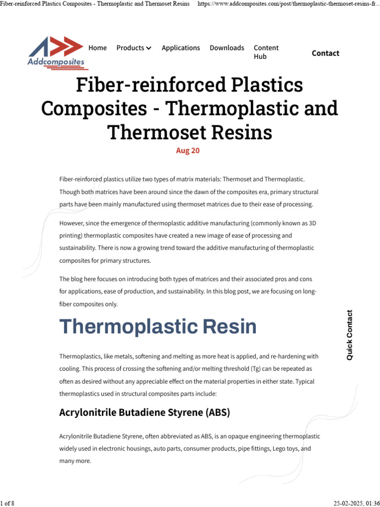 Fiber-Reinforced Plastics Composites - Thermoplastic and Thermoset ...