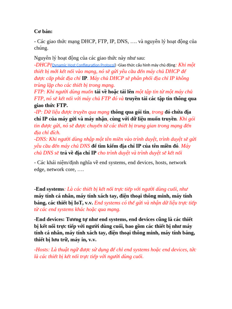 Các Giao TH C M NG DHCP, FTP, IP, DNS, . Và Nguyên Lý Ho T Đ NG C A Chúng. Nguyên Lý Ho T Đ NG C ...
