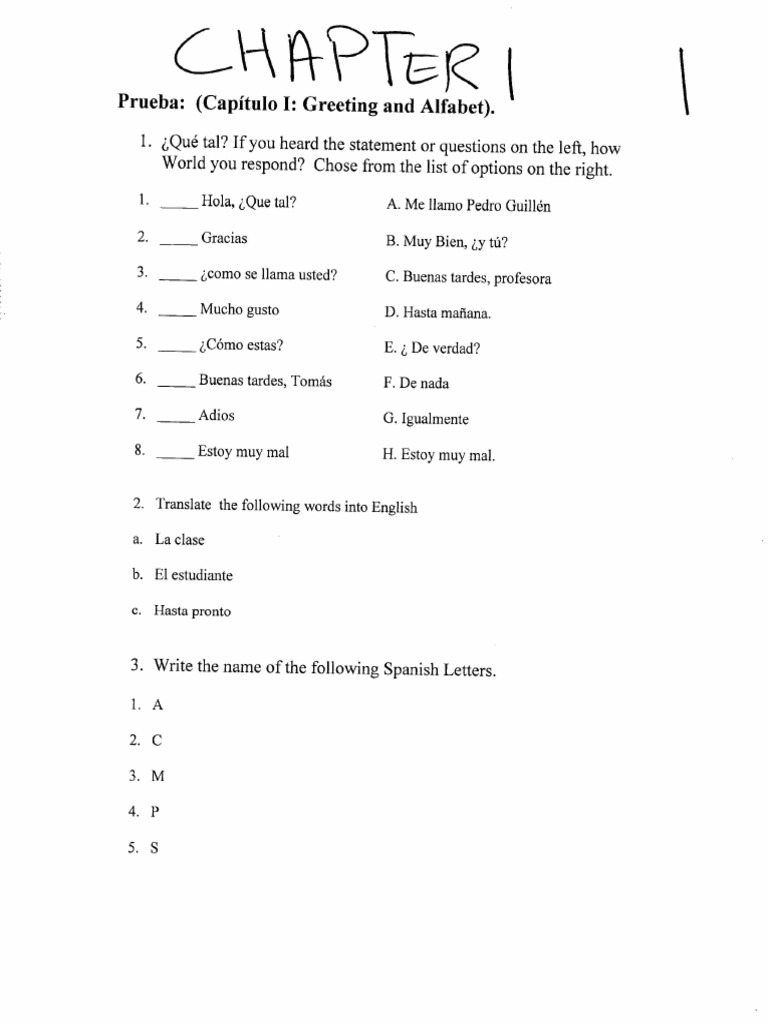 Spanish 111 Chapter 1 para Blackboard | PDF