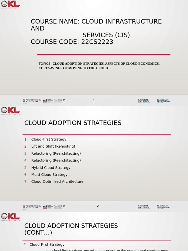 Session 5 Cloud Adoption and Aspects of Cloud Economics | PDF | Cloud ...