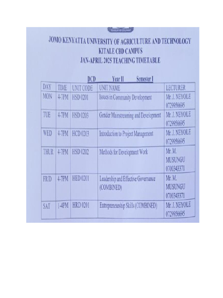 Time Table | PDF