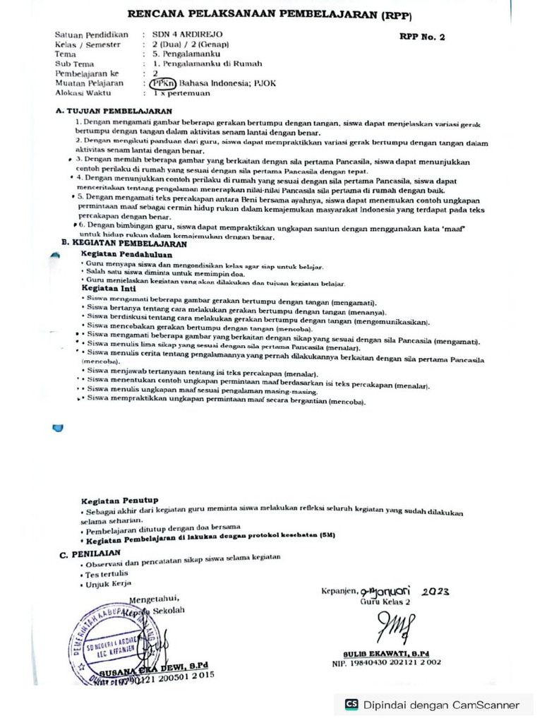 RPP Guru Kelas | PDF